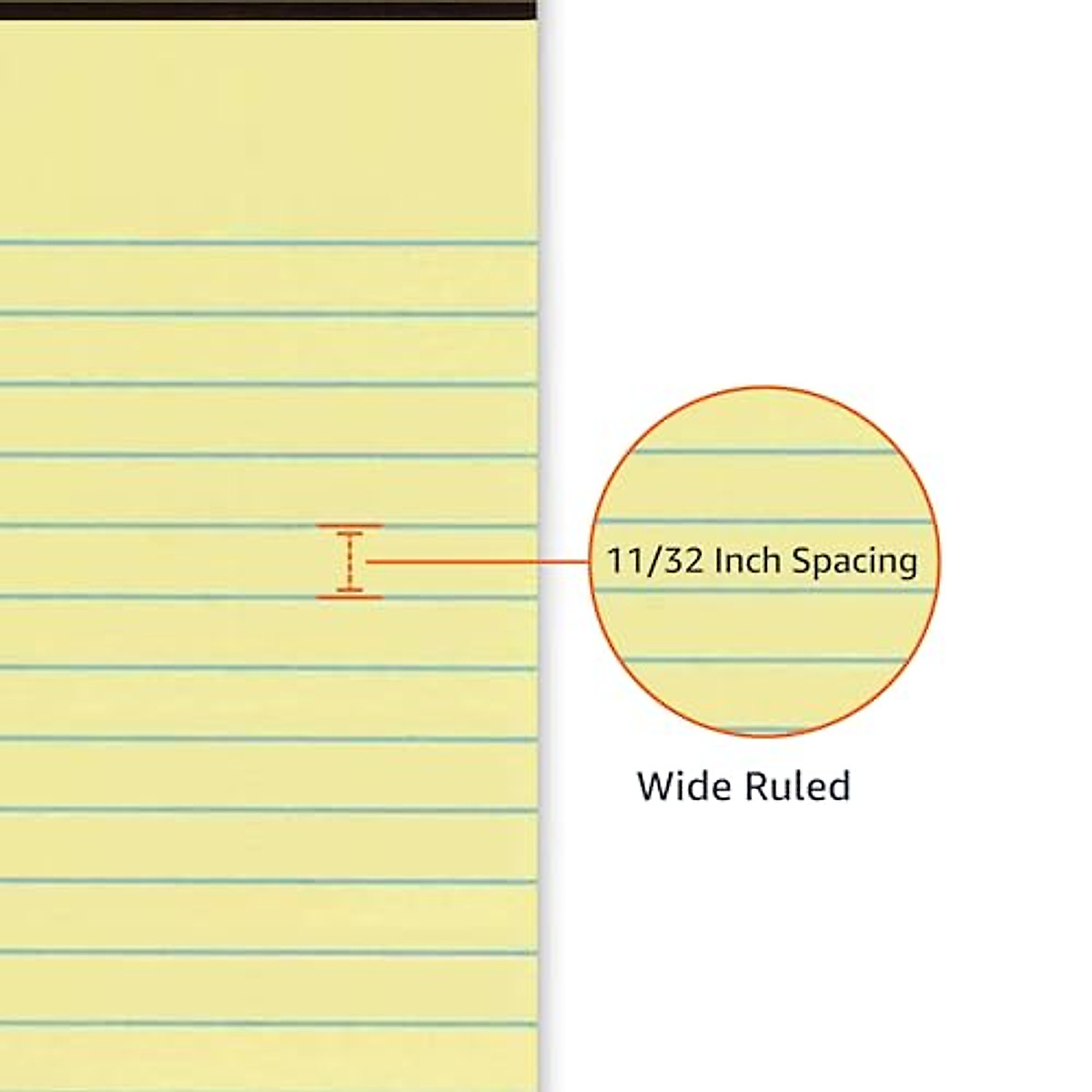 Amazon Basics Wide Ruled Lined Writing Note Pad, 8.5" x 11.75", Canary, 600 Perforated Sheets, 12-Pack of 50