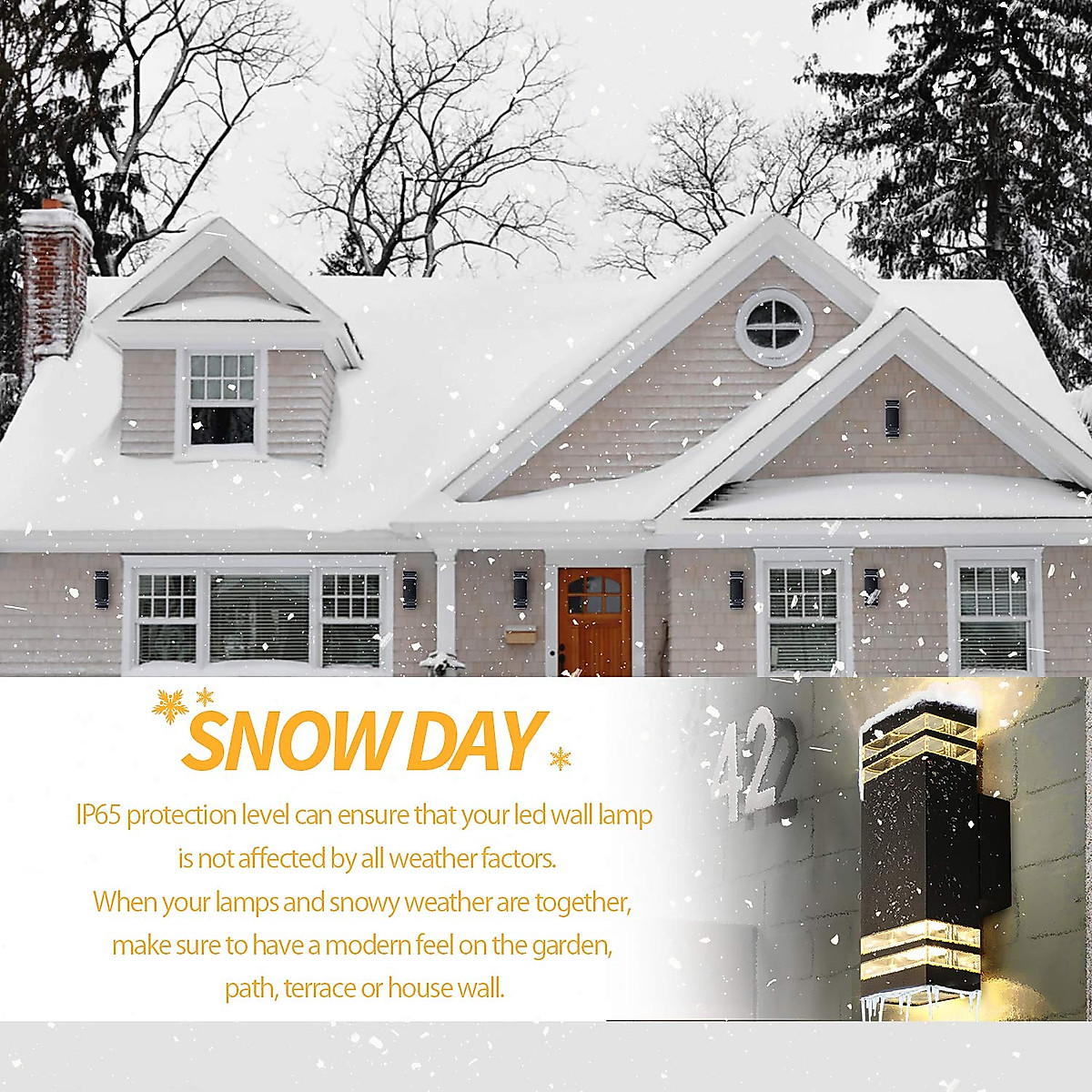 LANFU 12.8inch LED Outdoor Rectangular Modern Wall Sconce Waterproof 12W, Black Exterior Wall Light Fixture Outside for House Patio Garage,2700k Warm White, IP65 Waterproof Up and Down Light (1 PCS)