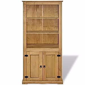 loibinfen Wooden Kitchen Pantry Cabinet, Tall Storage Cabinet with 3 Open Shelves and 1 Cabinet with 2 Shelves, Freestanding Floor Cabinet Cupboard for Kitchen, 31.5"x15.7"x66.9", Brown -AA