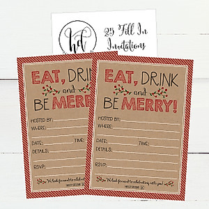 25 Christmas Party Invitations For Holiday Party Invitations - Pre Christmas Dinner Invitations Winter Birthday Invitations, Christmas Party Invites Adults Christmas Open House Invitations Xmas Party