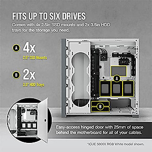 Corsair iCUE 5000X RGB Tempered Glass Mid-Tower ATX PC Smart Case - White