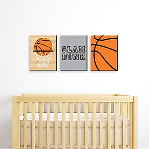 Big Dot of Happiness Nothin' but Net - Basketball - Sports Themed Nursery Wall Art, Kids Room Decor and Game Room Home Decorations - Gift Ideas - 7.5 x 10 inches - Set of 3 Prints