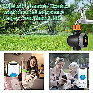 Smart Water Timer with Wi-Fi Hub, Bluetooth Hose Timer with Rain Delay for Outdoor Garden Lawn Faucet, Programmable Irrigation Sprinkler Timer with Automatic and Manual (Smart WiFi)