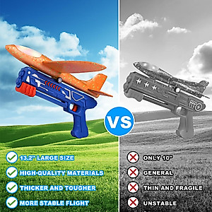 Fuwidvia 3 Pack Airplane Launcher Toys, 13.2'' LED Foam Glider Catapult Plane Toy for Boys, 2 Flight Modes Outdoor Flying Toys Birthday Gifts for Boys Girls 4 5 6 7 8 9 10 11 12 Year Old