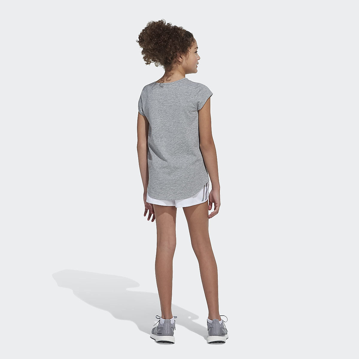 adidas Girls' Shine Stripe Mesh Shorts, White, X-Large