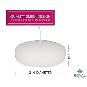 Royal Imports 10 Hour Floating Candles, 3” White Unscented Dripless Wax Discs, for Cylinder Vases, Centerpieces at Wedding, Party, Pool, Holiday (12 Set)
