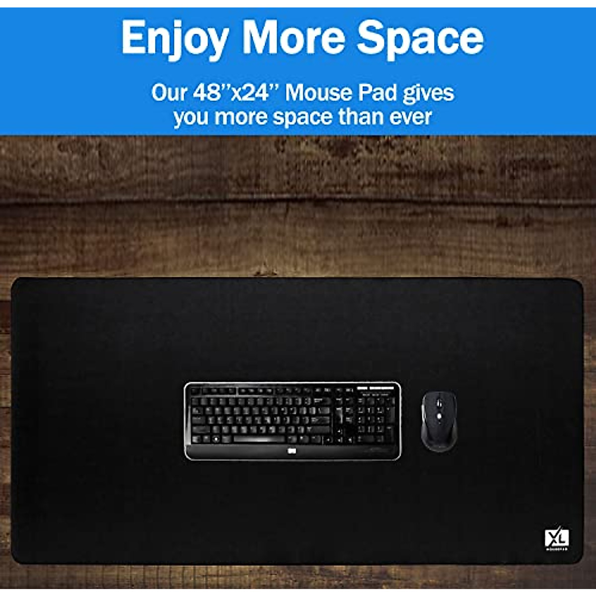 3XL Huge Mouse Pads Oversized (48''x24'') - Extra Large Gaming XXXL Mousepad for Full Desk - Super Thick Nonslip Rubber Base and Waterproof Desktop Keyboard Extended Mouse Mat (Black, XXX-Large)