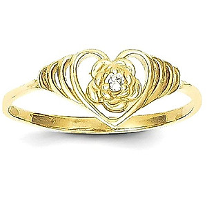 IceCarats 10K Yellow Gold Cubic Zirconia CZ Heart Love Ring Size 6