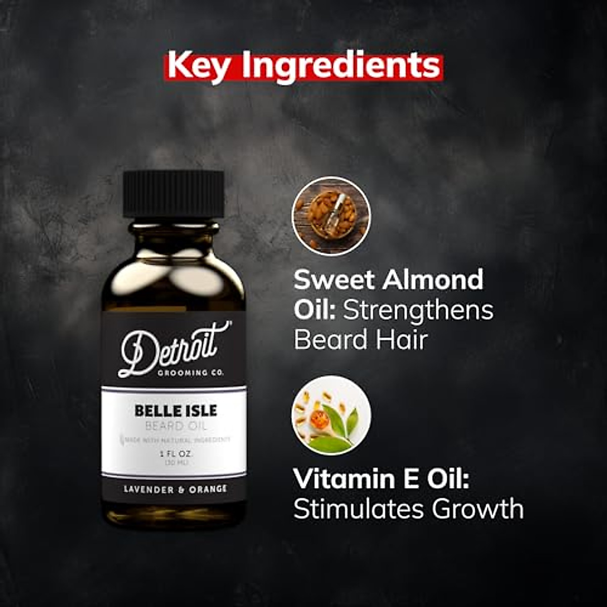 Detroit Grooming Co. Beard Oil – All-Natural, Hydrating Formula with Natural Oils, Vitamin E – Belle Isle Beard Oil (Lavender & Orange Scent) – 1 oz