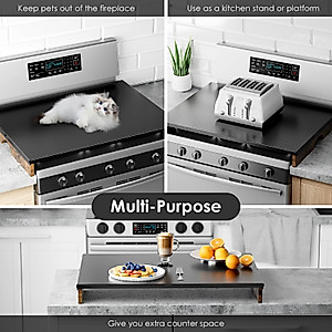 HOYRR Noodle Board Stove Cover, Stove Top Cutting Board, Stove Top Cover with Wooden Handle, Stove Top Covers for Electric Stove and Gas Stove, Gas Stove Cover, Internal Spacing on Both Sides/28.90in