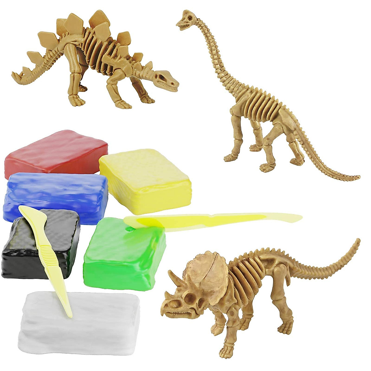Dino Models, Clay Craft Kit - Dinosaur Arts and Crafts for Kids - Dinosaur Easter Gifts for Boys & Girls - Build 4 Dinos with Air Dry Magic Modeling Clay Model Set Ages 3, 4, 5, 7, 8+ Boy or Girl