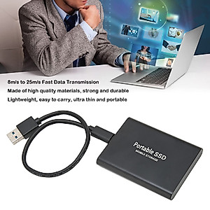 ASHATA Portable External SSD, USB3.1 Mobile Solid State Drive Compatible with Win7 Win8 Win10 Linux for iOS PC Computer Laptop USB 3.1 USB C External Solid State Drive with Type C Cable (Black 16GB)