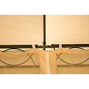 Freestanding Shelter Quality Double Tiered Grill Canopy, Outdoor BBQ Gazebo Tent with UV Protection, Beige 127" W