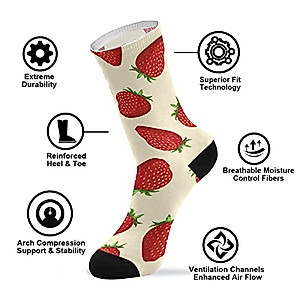 xigua Strawberries Pattern Mid-Length Men's and Women's Socks,Running, Cycling,Athletic Toe Socks