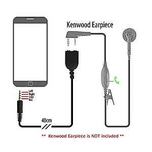 Mcbazel Surecom 3.5mm Kenwood Earpiece Adaptor for Cellphone to Walkie-Talkie
