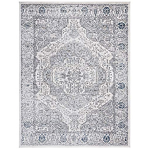 SAFAVIEH Oregon Collection 8' x 10' Ivory/Grey ORE867A Oriental Distressed Non-Shedding Living Room Bedroom Dining Home Office Area Rug
