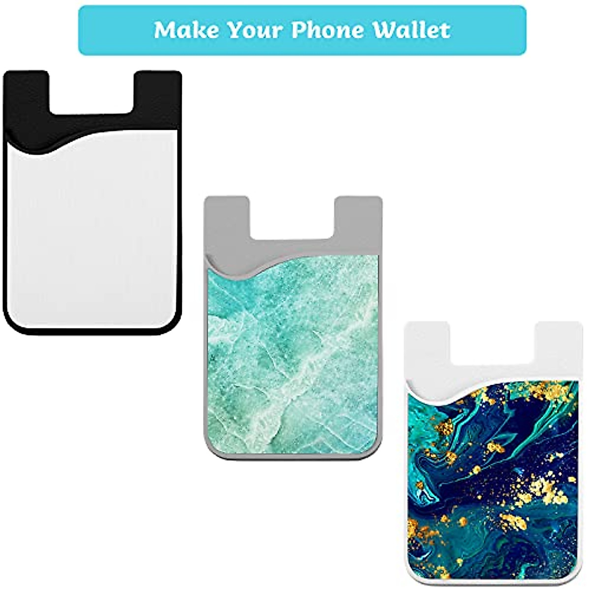 Frienda 12 Pieces Sublimation Silicone Phone Card Holder Silica Gel ID Business Credit Card Pocket Silicone Adhesive Back Pocket for Most Smartphones