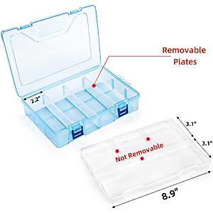 Covzoe 6 Pack Plastic Organizer Box with Adjustable Dividers, Double Layer Bead Organizer 8 Large Grids, Clear Tackle Storage Box Snackle Container for Art DIY Craft Jewelry Fishing