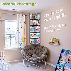UVIAHOMI Sofe Corner Stuffed Animal Storage Toy Organizer, Child-Friendly Wall Corner Storage,Toy Shelf for Stuffed Animals, Diapers,Toys - Baby Ideas Holder with 5 Large