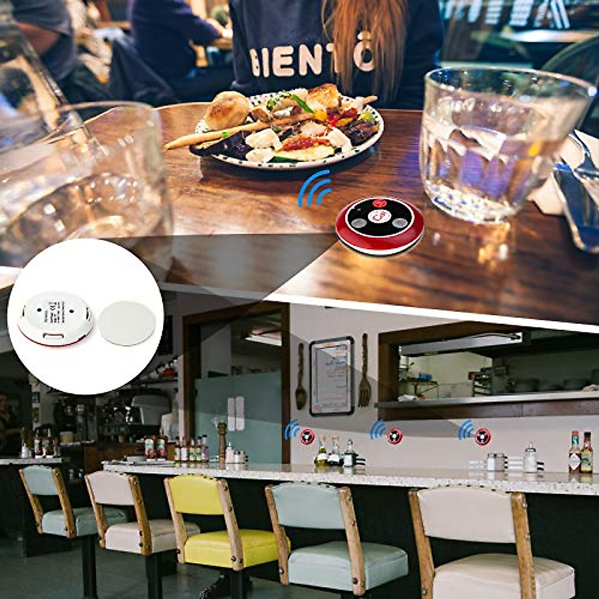 Retekess T128 Restaurant Pager System,Wireless Caregiver Call System,10 4-Key Waterproof Alert Call Buttons for Waiter,Customer,Staff,Caregiver