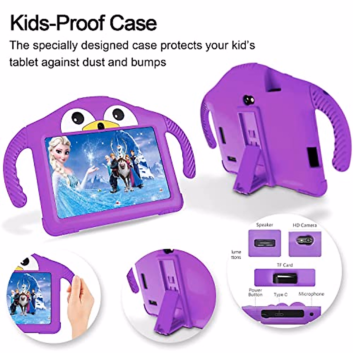 NORTH BISON 7 inch Android Tablet, Tablet for Kids, 3GB RAM 32GB ROM Toddler Tablet with Bluetooth, WiFi, GMS, Parental Control, Dual Camera, Shockproof Case, Educational, Games