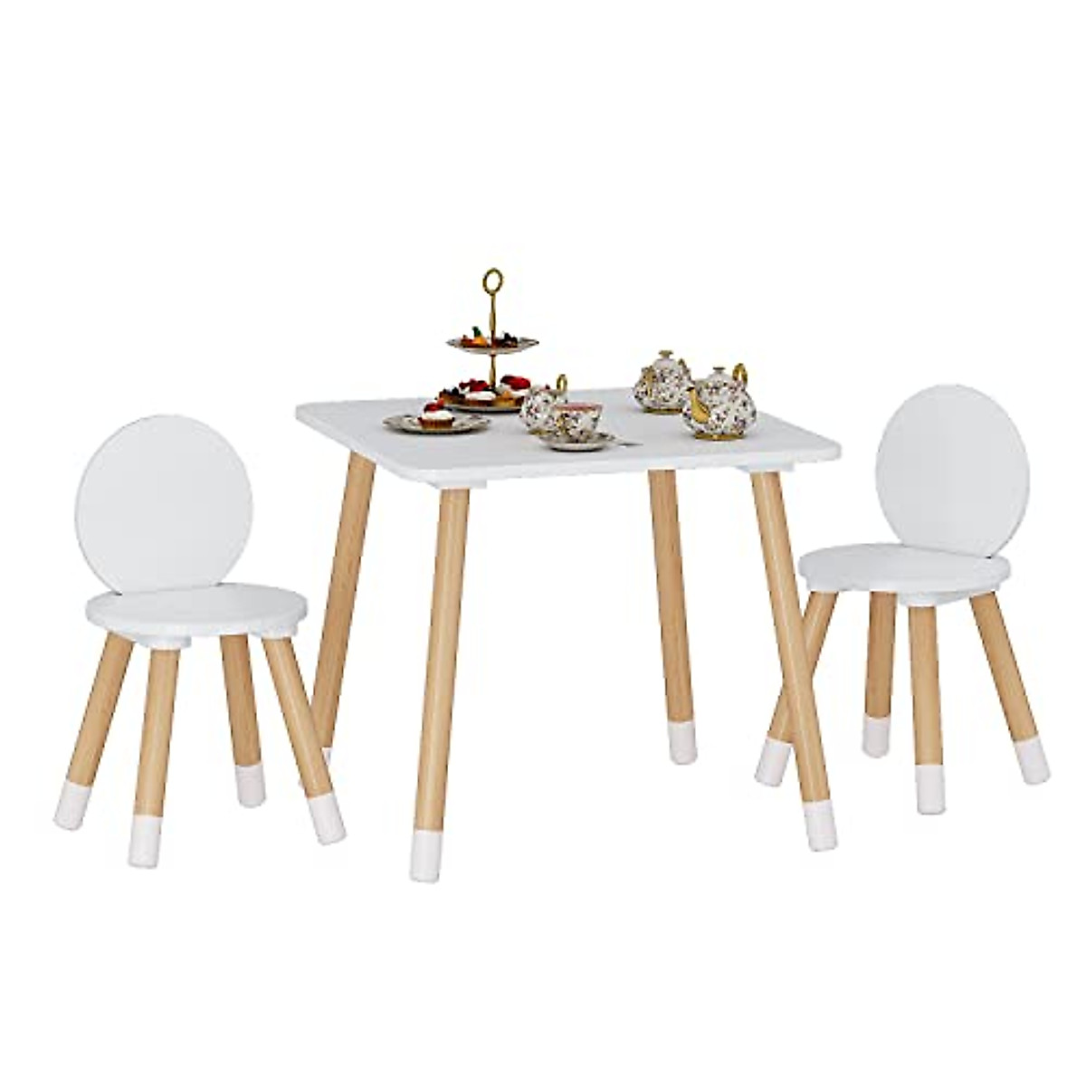 UTEX Kids Table with 2 Chairs Set for Toddlers, Boys, Girls, 3 Piece Kiddy Table and Chairs Set, White
