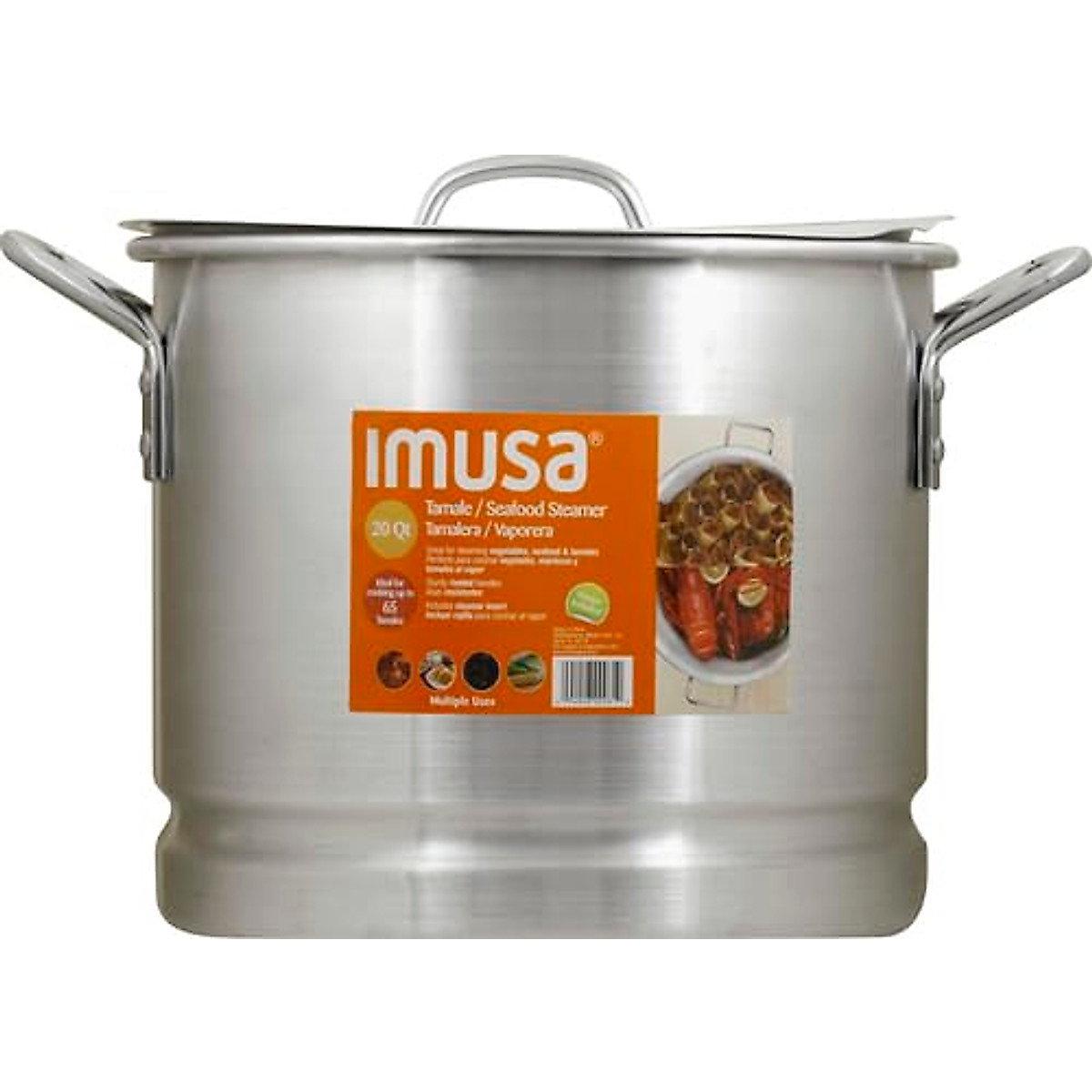 IMUSA USA Aluminum Tamale and Steamer Steamer Pot 20-Quart, Silver