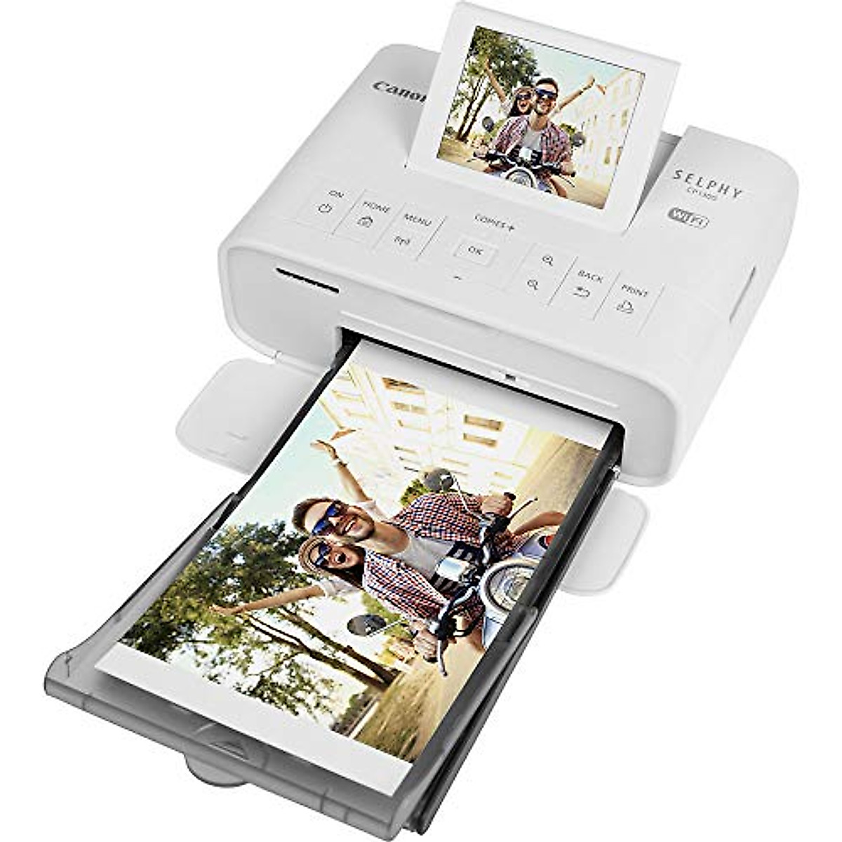 Canon SELPHY CP1300 Wireless Compact Photo Printer (White) RP-108 Color Ink Paper Set (108 Sheets of 4 x 6 Paper) + NeeGo Printer Cable + NeeGo Print Protector (100 Pack)