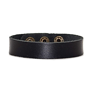 Mgutillart Punk Vintage Alloy Buckle Wristband Leather Cuff Bracelet(Black)