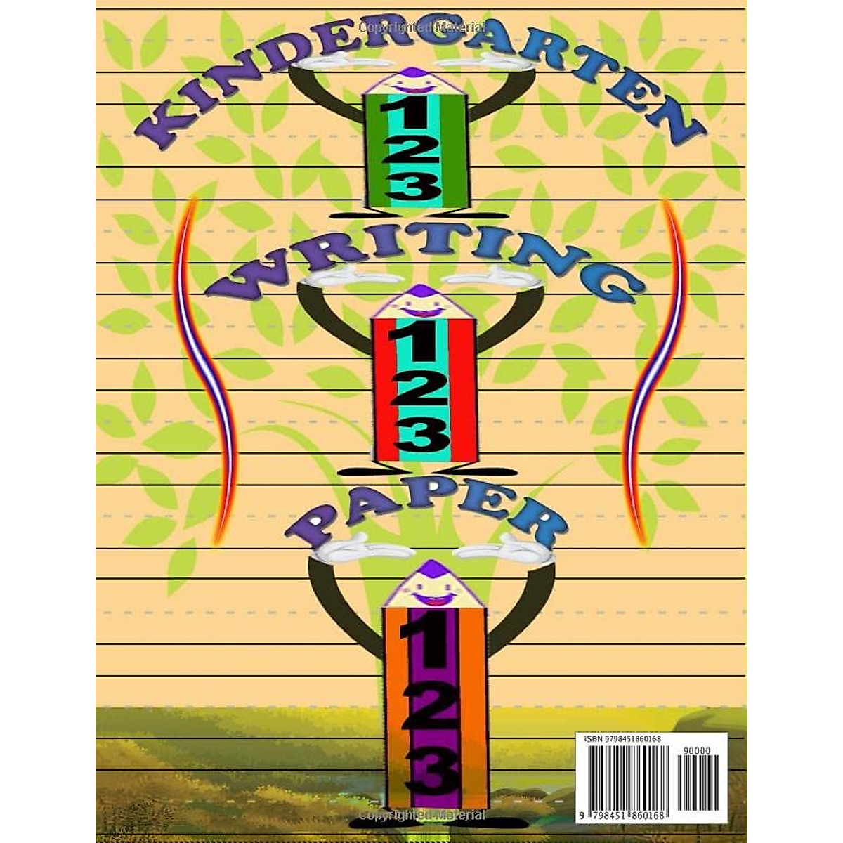 KINDERGARTEN WRITING PAPER WITH LINES FOR ABC KIDS: Blank Handwriting Practice Paper with Dotted Lines (120 PAGES ). Writing Paper for Kids to practice the letters and numbers .(Double-Sided Paper).
