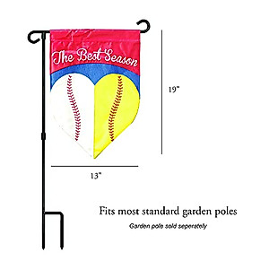 Magnolia Garden Best Season Softball Baseball 13 x 19 Red Poly Burlap Outdoor Hanging Flag