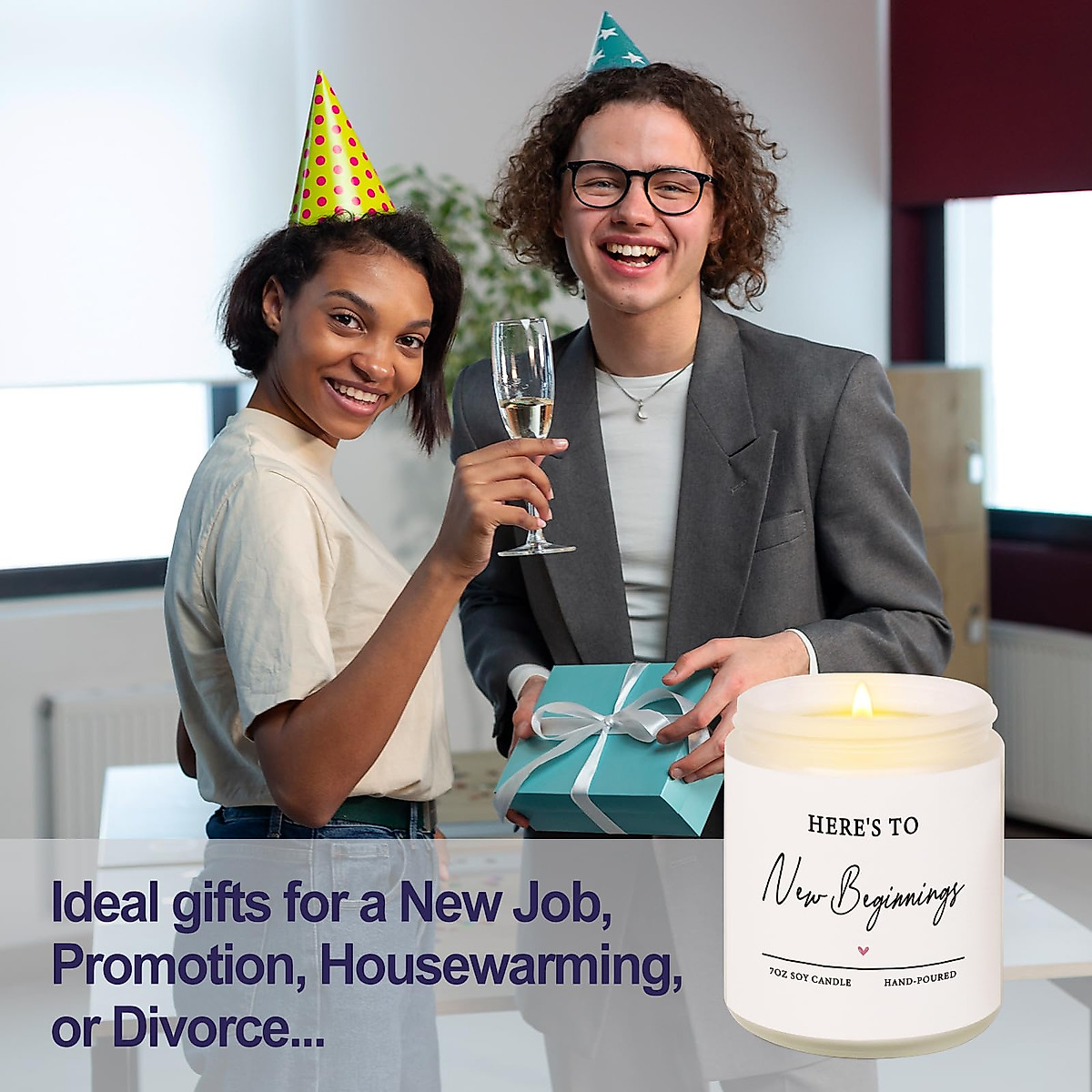 Niyewsor Scented Candle- New Beginnings Gifts for Women Men, Congratulations Gift, Divorce Gifts for Women, Wedding Gifts for Her Him, Housewarming/Farewell/Leaving Gifts for Coworker