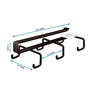 ECROCY Large Mug Holder Under Cabinet, Extra Large Hook Distance Suit for Large Mugs, 2pcs x 6 Hooks Coffee Cup Mug Holder for Kitchen - - Only Fit for Flat Buttom Cabinet Without Any Lip (White)