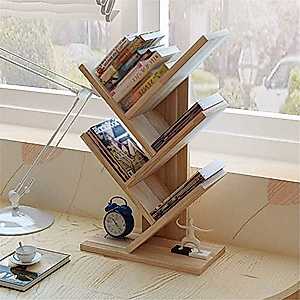 GELTDN 4-Tier Bookcase Tree Bookshelf Book Rack Display Storage Magazine Rack, for Books, Magazines, CDs and Photo, for Living Room, Home Office