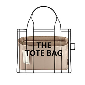 Purse Organizer Insert For Handbags, Purse Organizer With Zipper, Neverfull Organizer, Bag Organizer For Speedy Neverfull ONTHEGO Tote, Handbag and More (Silky Beige, Medium)