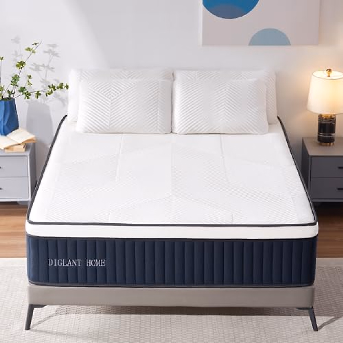 Full Mattress, DIGLANT 14 Inch Hybrid Mattress, Medium Plush Feel Memory Foam Euro Top Mattress in a Box and Pocket Springs, CertiPUR-US Certified, Balance Support & Pain-Relief Full Size Mattress