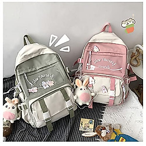 ncduansan Kawaii Backpack with Kawaii Pin and Accessories Backpack Cute Aesthetic Backpack Cute Kawaii Backpack for School(Pink)