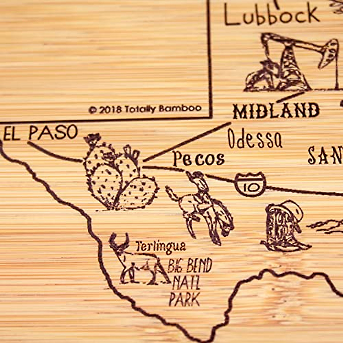 Totally Bamboo A Slice of Life Texas State Serving and Cutting Board, 11" x 8.75"