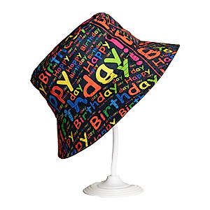 Happy Birthday Bucket Hat Fisherman Hat Beach Travel Sun Hat Outdoor Cap for Unisex Men Women