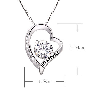 ALOV Jewelry Sterling Silver "Daddy's girl" Love Heart Cubic Zirconia Pendant Necklace