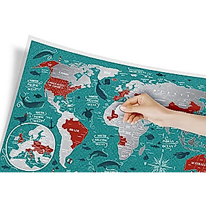 Small Scratch Off Travel World Map 1DEA.me - Premium Edition - 23.6" x 15.8" - Rewritable Places I’ve Been Travel Map - US States Outlined - Made from Flexible Plastic to Last Longer