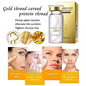 InstaLift Protein Thread Lifting Set, Soluble Protein Thread and Nano Gold Essence Combination, Absorbable Collagen Thread for Face Lift, Reverse Collagen Serum for Face (With 5 x Protein Thread)