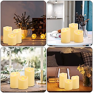 Enido Flameless Candles Waterproof Outdoor Candles Battery Operated Candles with Remote Cycling 24 Hours Timer (D: 3.25" x H: 4" 5" 6") LED Candles Plastic Pack of 3 Large Pillar Candles