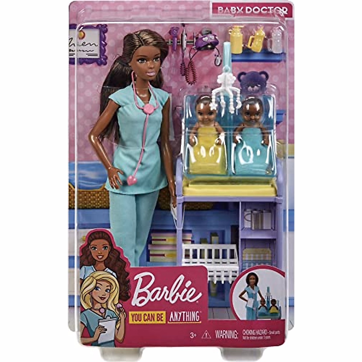 Barbie Careers Doll & Playset, Baby Doctor Theme with Brunette Fashion Doll, 2 Baby Dolls, Furniture & Accessories