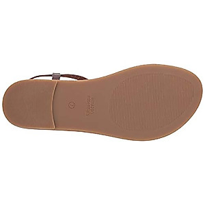 Amazon Essentials Women's Casual Thong Sandal with Ankle Strap, Brown, 7