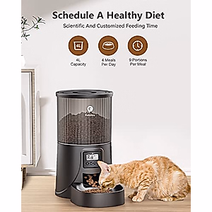 PETULTRA Automatic Cat Feeders, Timed Dog Feeder 4L Programmable Control 1-4 Meals Pet Dry Food Dispenser with Desiccant Bag for Cats and Small Medium Dogs, Dual Power Supply, 10s Voice Recorder