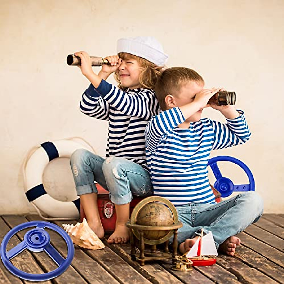 SGBETTER 6 Pack Playground Steering Wheel Kids Swingset Steering Wheel Toys Accessories for Backyard Outdoor Playhouse Treehouse, 3 Color (Green, Blue, Red)