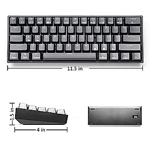 VELOCIFIRE Wireless Bluetooth Mechanical Keyboard, M1 TKL61WS 61-Key 60% Tactile Red Switch Mini Portable Mechanical Keyboard with Ice Blue Backlit, Compatible with Mac OS and Windows OS(Black)