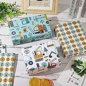 Dtiafu Construction Wrapping Paper - Birthday Gift Wrap Paper Bulk Folded Flat With Truck Tractor Traffic Signs Patterns for Boys Kids Baby - 20inch x 28inch Per Sheet(10 Sheets)
