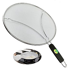 Telison Splatter Screen for Cooking 13 Inch, Block 99% Hot Oil, Stainless Steel Splatter Screen for Frying Pan, Heavy Duty and Easy to Clean